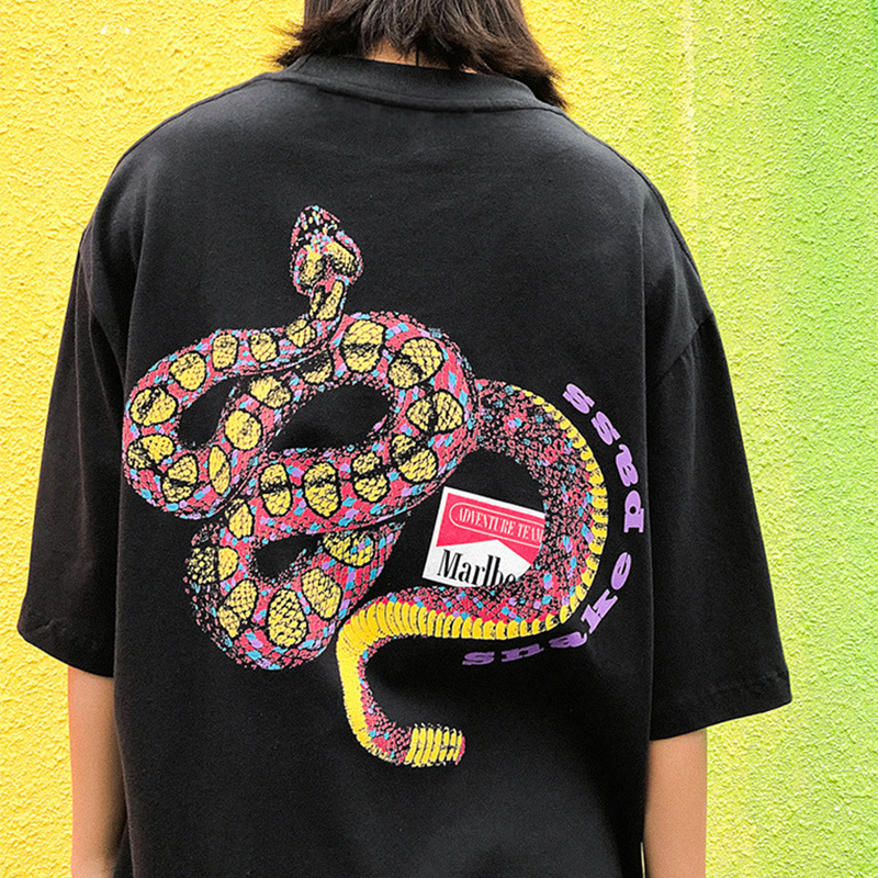 Rattlesnake Print Hip-Hop Cotton T-Shirt - Helloice Apparel