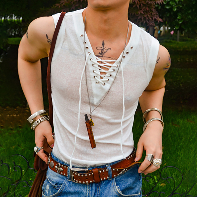 Roman Style V Neck Sexy Slim Solid Color Vest - Helloice Apparel