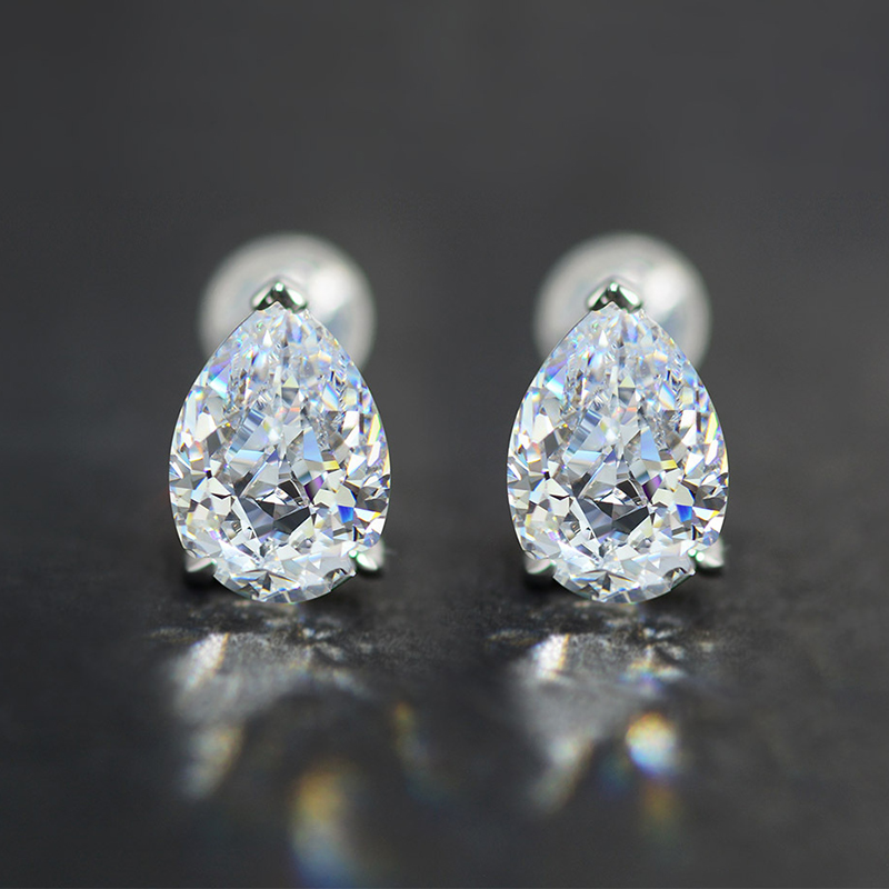 Glamorous Pear Cut Stud Earring in 925 Sterling Silver - Helloice Jewelry