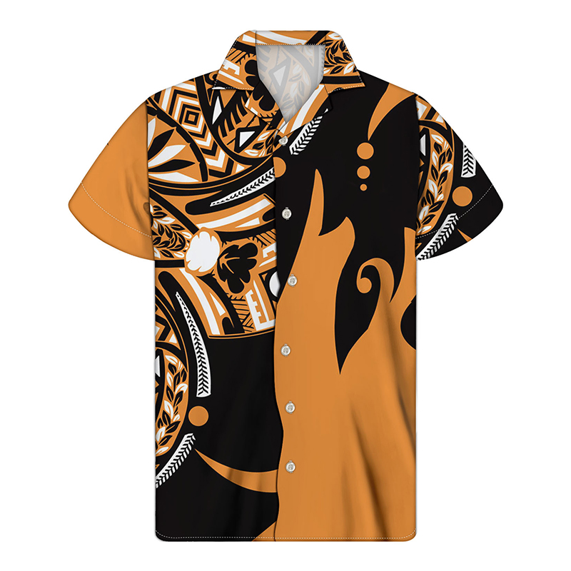 Vintage Baroque Print Resort Shirt - Helloice Apparel