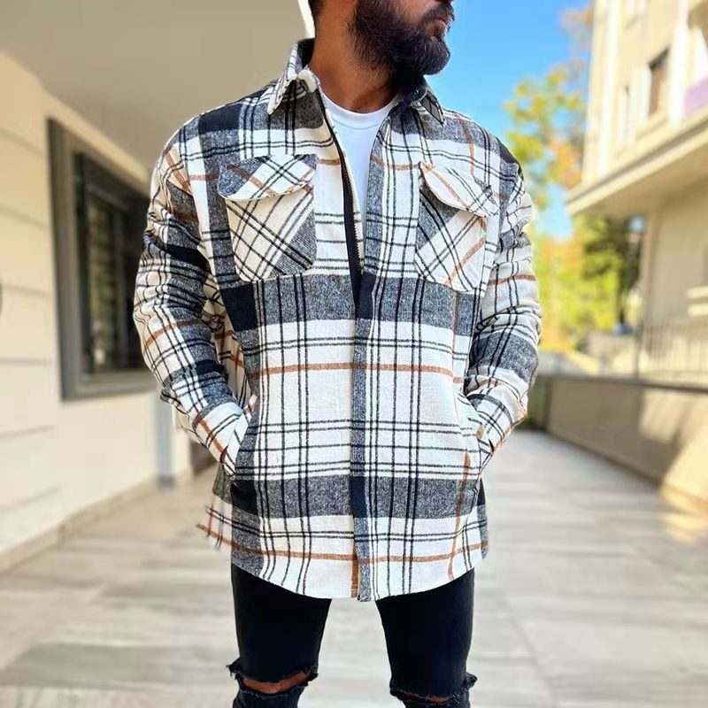 Printed Checked Print Shirt - Helloice Apparel