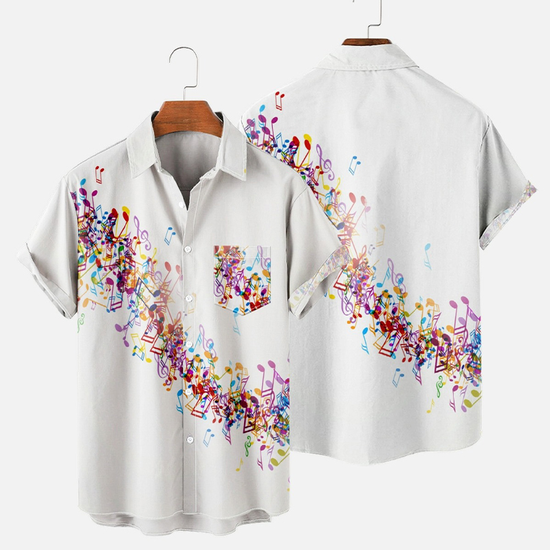 Dancing Musical Note Print Shirt - Helloice Apparel