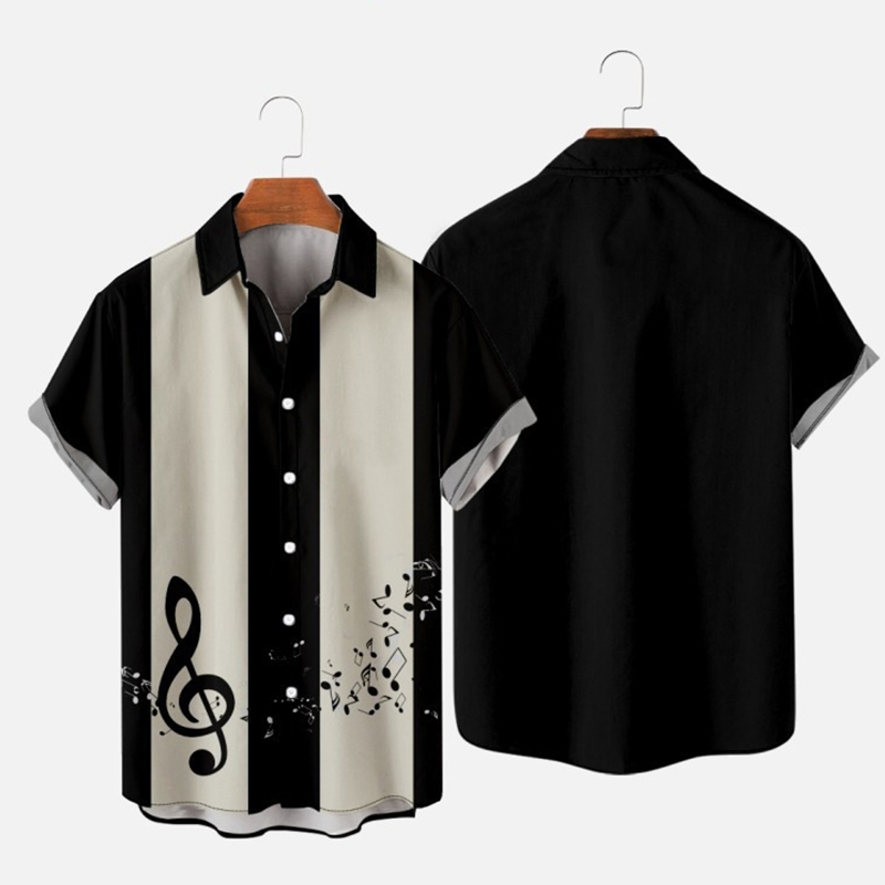 Dancing Musical Note Print Shirt - Helloice Apparel