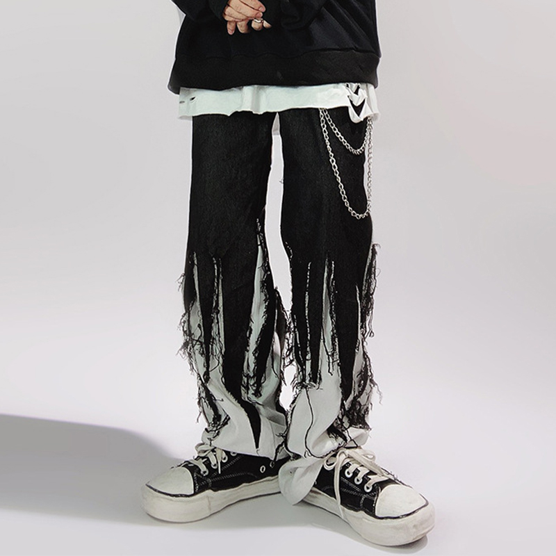 Hiphop Paneled Lassel Punk Jeans - Helloice Apparel