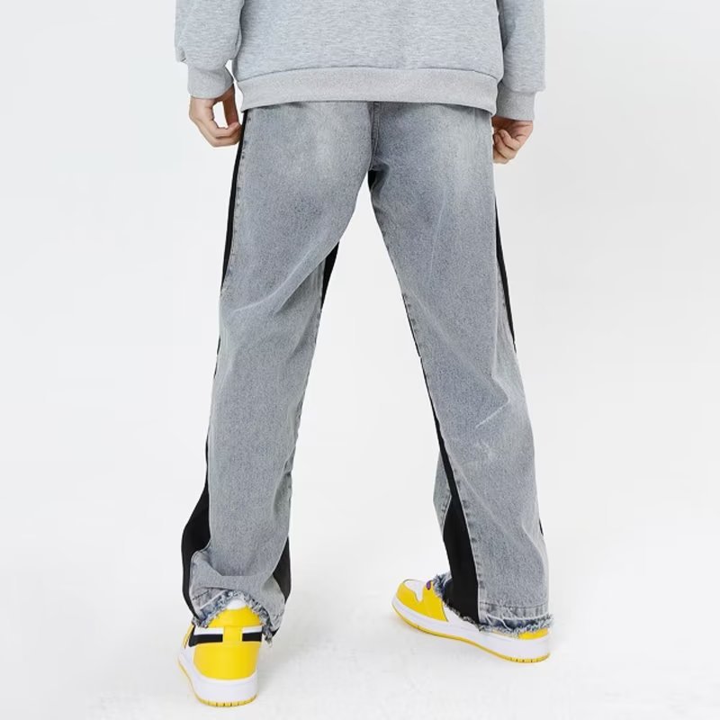 Vintage Wash Panel Loose Jeans - Helloice Apparel