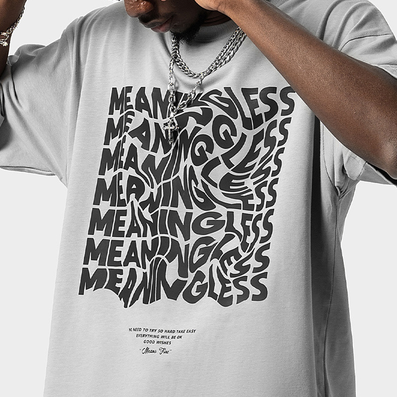 Loose Cotton Creative Text Print T-shirt - Helloice Apparel