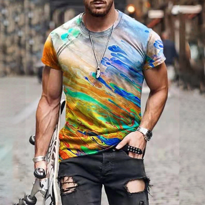Vintage Abstract Painting Print T-Shirt - Helloice Apparel