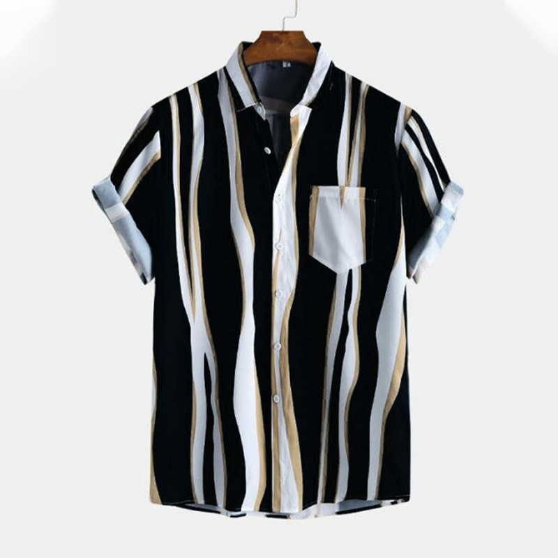 Irregular Stripe Print Shirt - Helloice Apparel