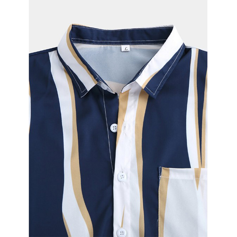 Irregular Stripe Print Shirt - Helloice Apparel