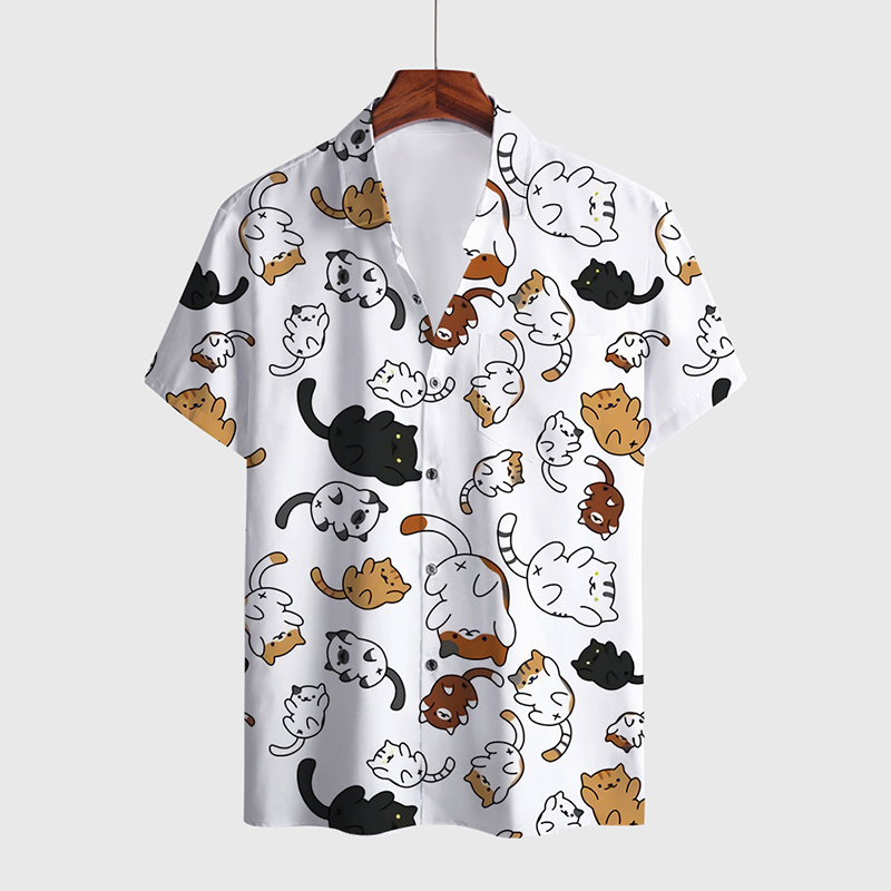 Colorful Kitten Print Shirt - Helloice Apparel