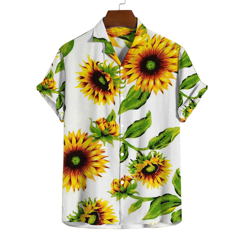 Colorful Sunflower Print Vacation Shirt - Helloice Apparel