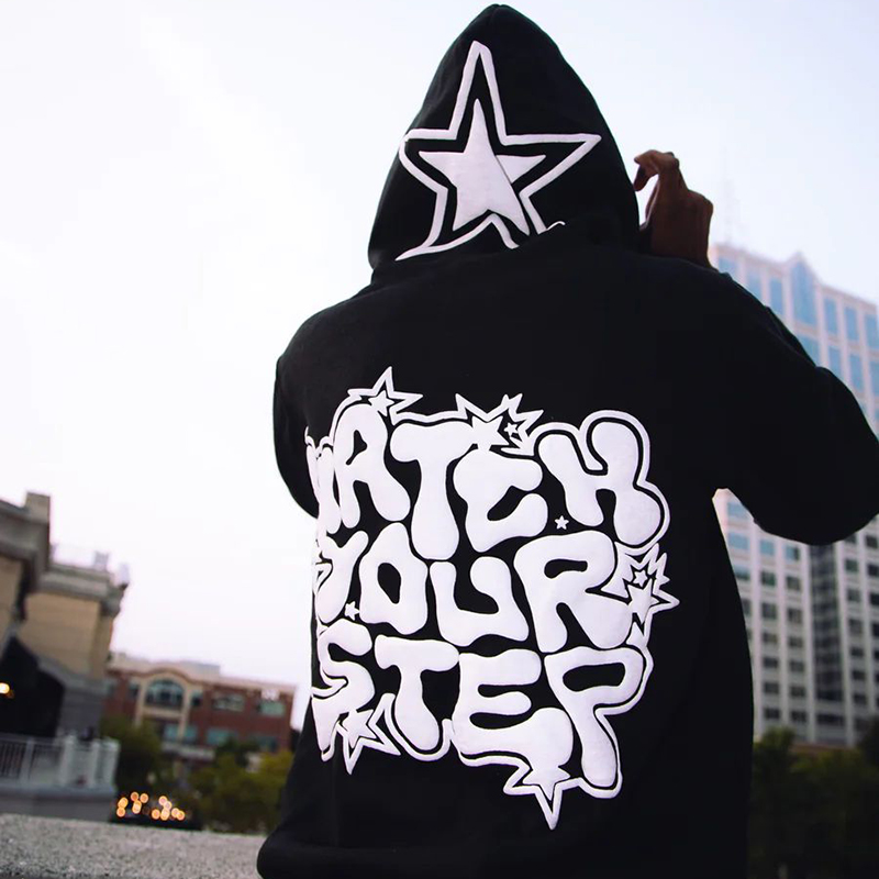 Retro Hip Hop Goth Print Hoodie - Helloice Apparel