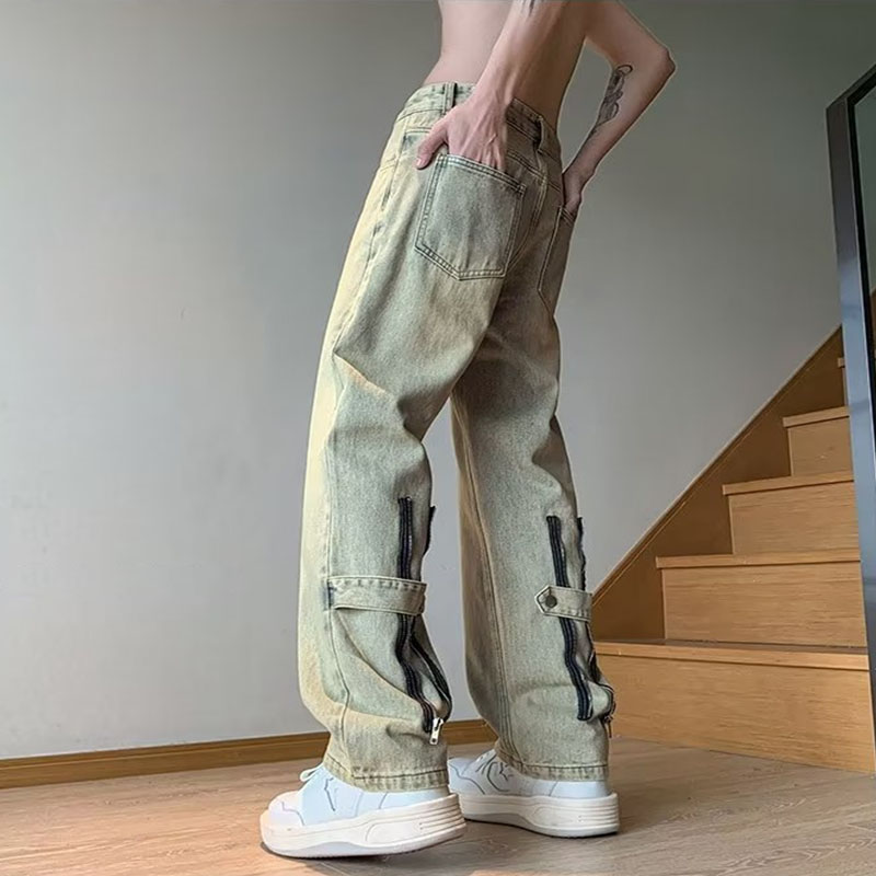 Trendy Zipper Design Jeans - Helloice Apparel