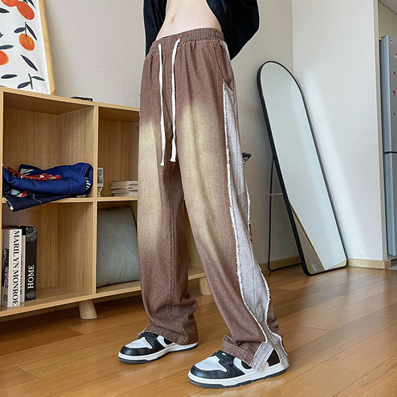 Washed Patchwork Raw Edge Jeans - Helloice Apparel