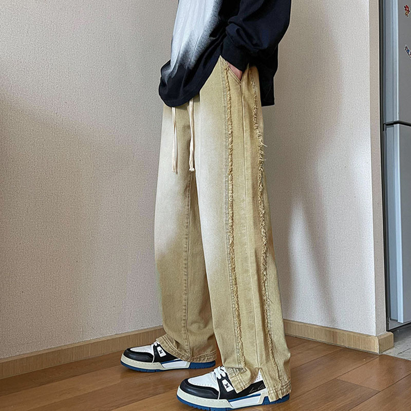 Washed Patchwork Raw Edge Jeans - Helloice Apparel