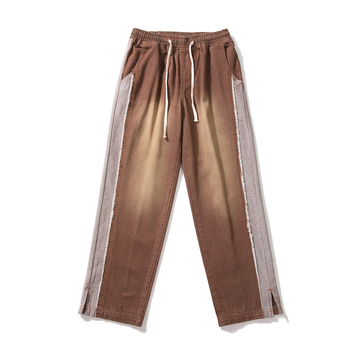 Washed Patchwork Raw Edge Jeans - Helloice Apparel