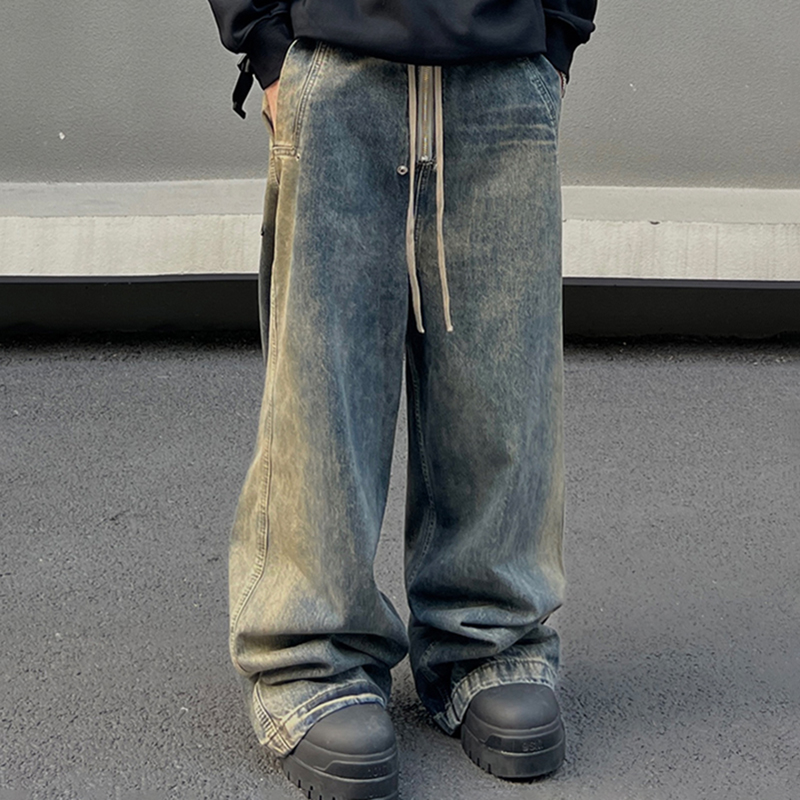 Vintage Washed Drawstring Jeans - Helloice Apparel
