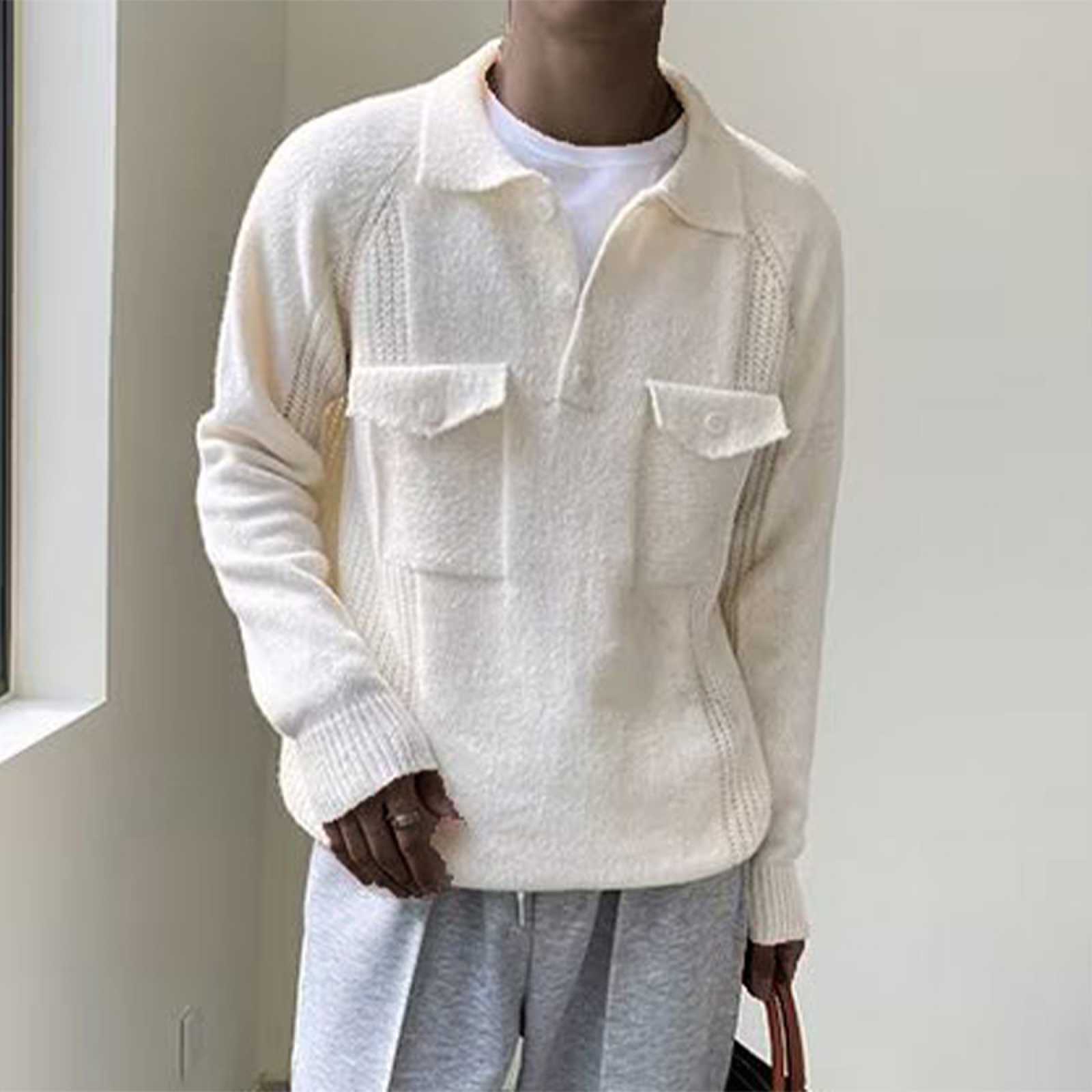 Stretch Fake Pocket Knit Sweater - Helloice Apparel