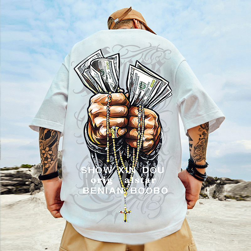 Street Cross Print T-shirt - Helloice Apparel