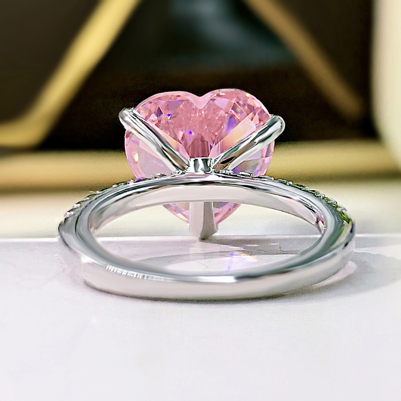 Heart Cut Engagement Ring in White Gold - Pink/White - Helloice Jewelry