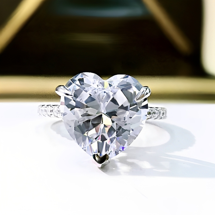 Heart Cut Engagement Ring in White Gold - Pink/White - Helloice Jewelry