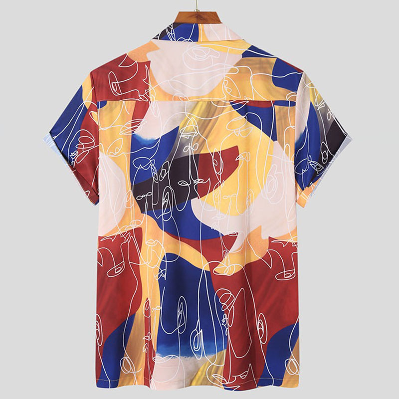 Mens Color Block Abstract Print Shirt - Helloice Apparel