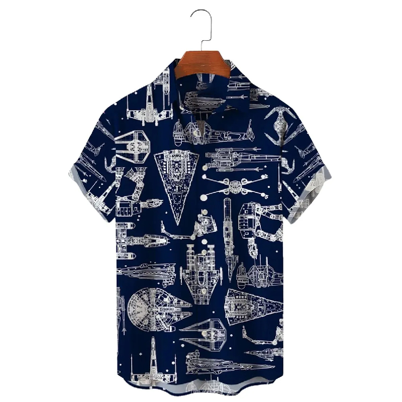 Steampunk Gold Compass Print Short Sleeve Hawaiian Shirt - Helloice Apparel