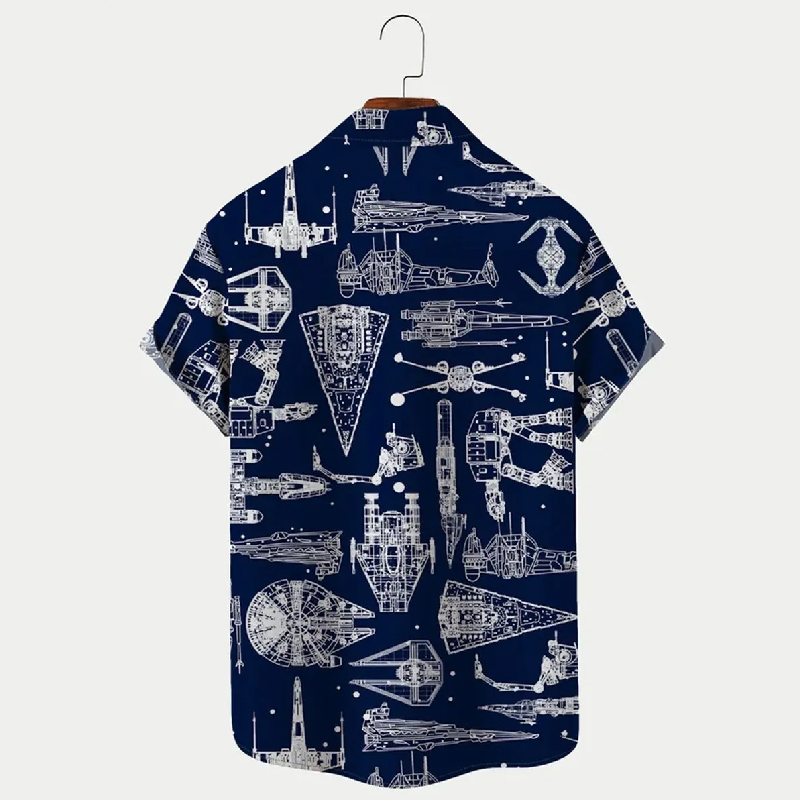 Steampunk Gold Compass Print Short Sleeve Hawaiian Shirt - Helloice Apparel