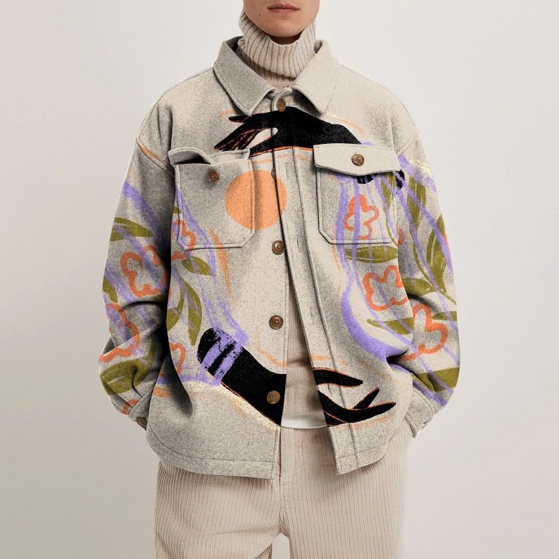 Street Neutral Gossip Yin-Yang Print Jacket - Helloice Apparel