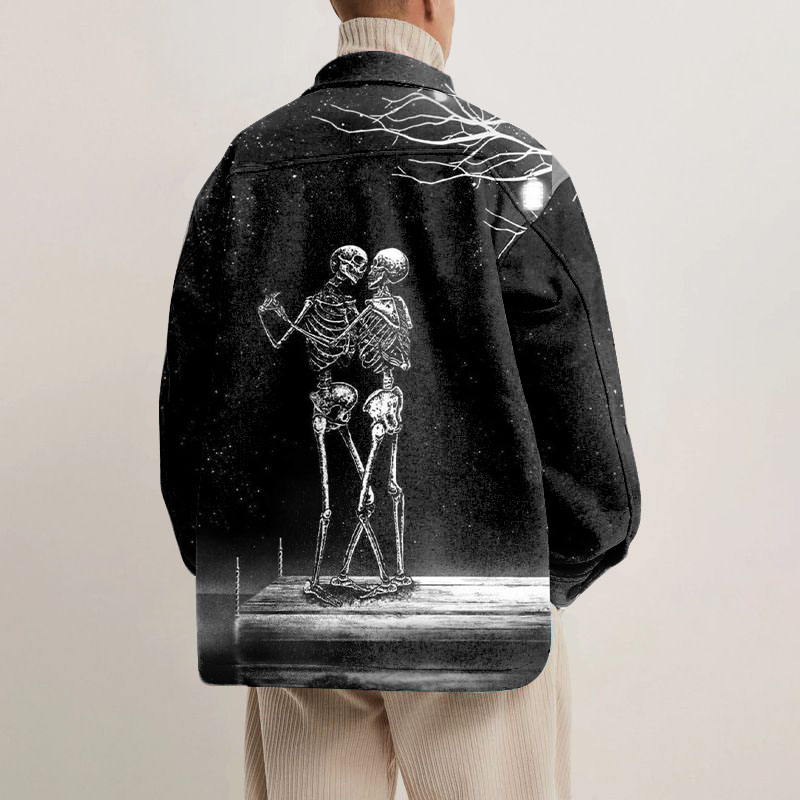 Skeleton Dancer Print Shirt Jacket Under the Tree - Helloice Apparel