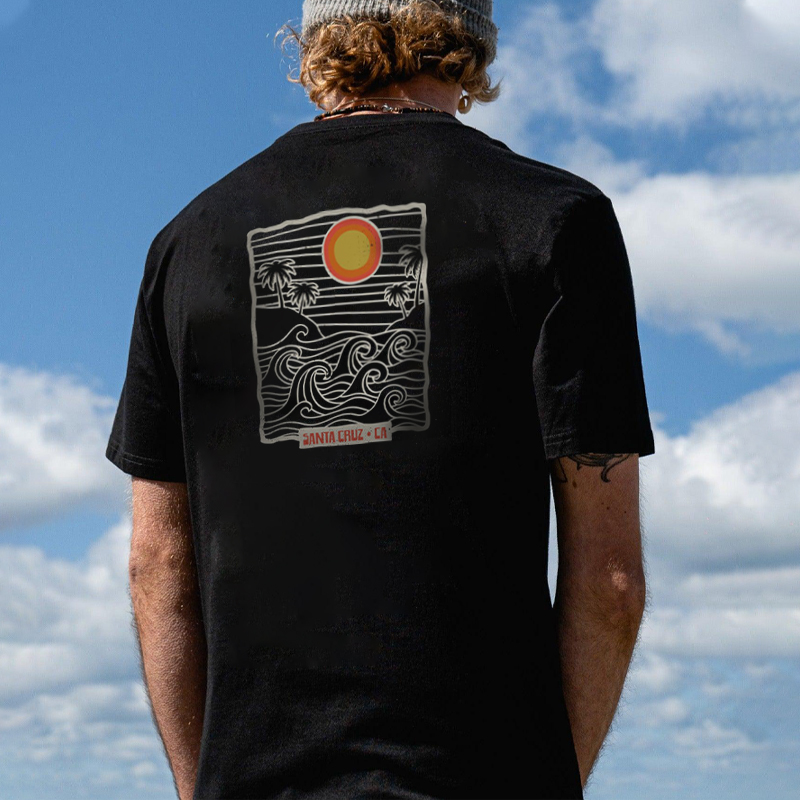 Vacation Wave Printed Cotton T-shirt - Helloice Apparel