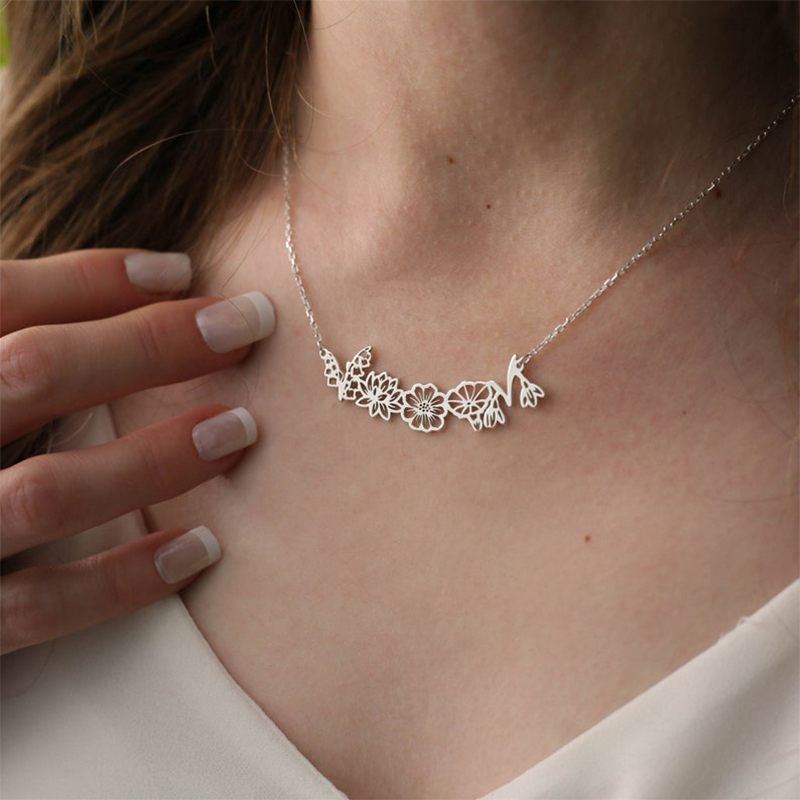 Personalized Birth Flower Necklace - Helloice