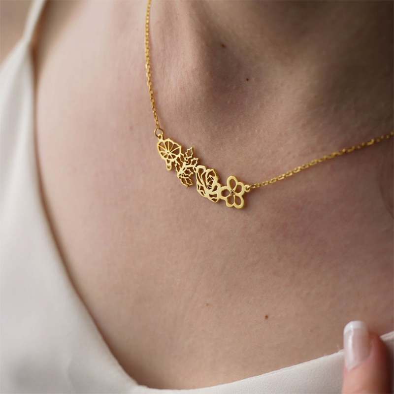 Personalized Birth Flower Necklace - Helloice Jewelry