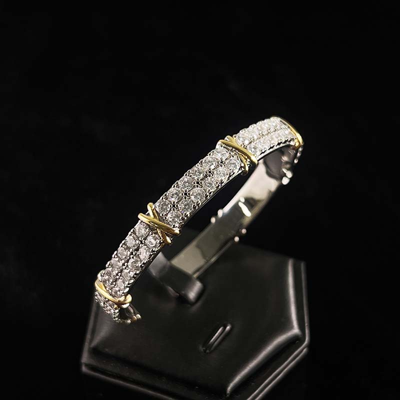 Iced Infinity Link Open Bracelet in White Gold - Helloice