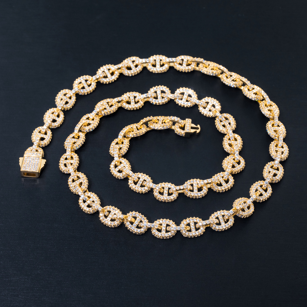 Micro Pave Coffee Bean Link Chain - Helloice Jewelry