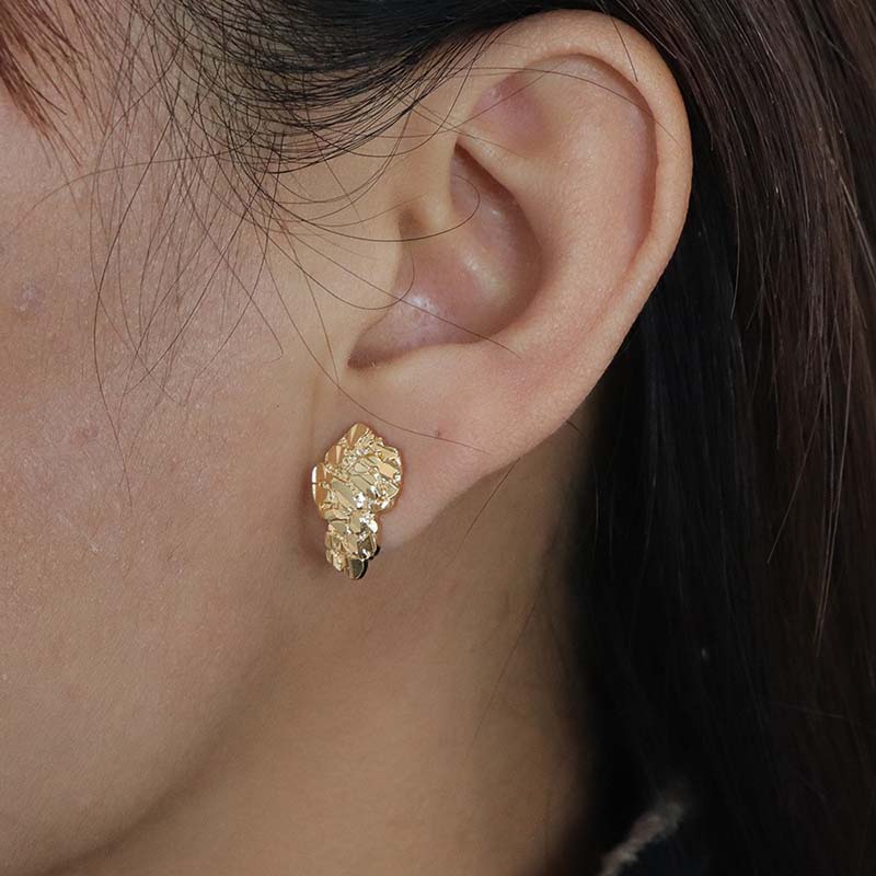 Couple Nugget Earrings in Gold - Helloice Jewelry
