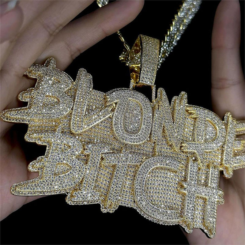 Custom Brush Script Cursive Letter Name Pendant - Helloice Jewelry