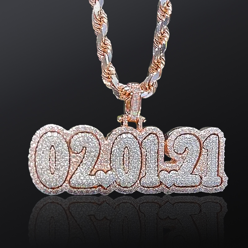 Iced Custom Memorial Day Numbers Pendant - Helloice