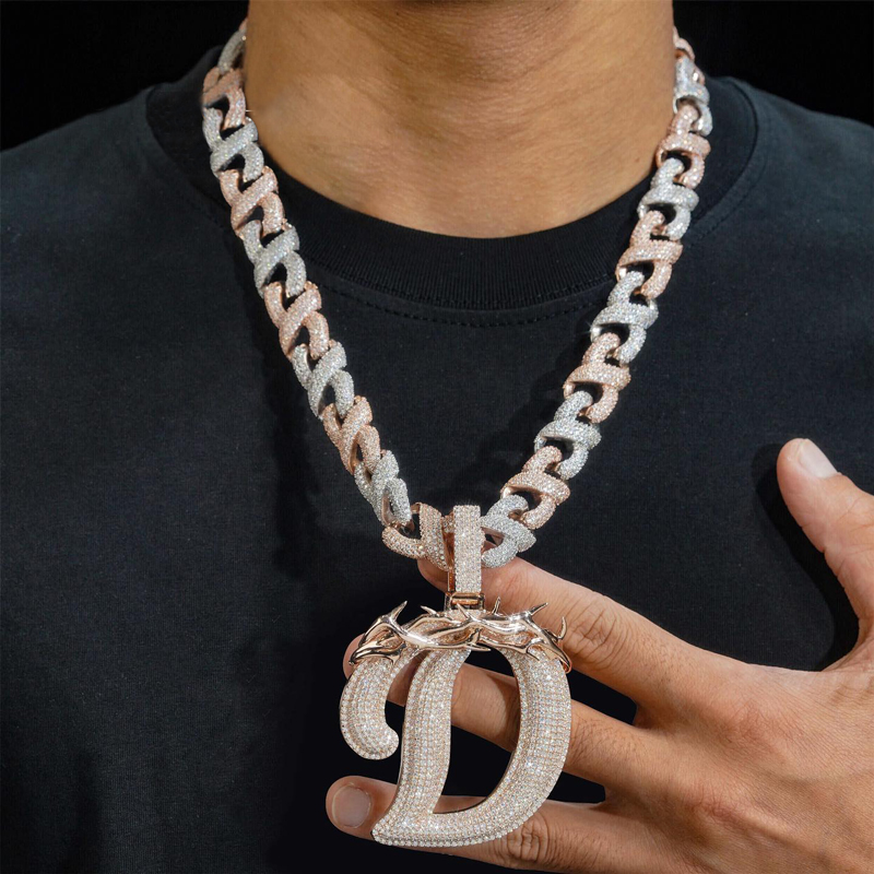 Iced A-Z Thorn Letter Pendant - Helloice Jewelry