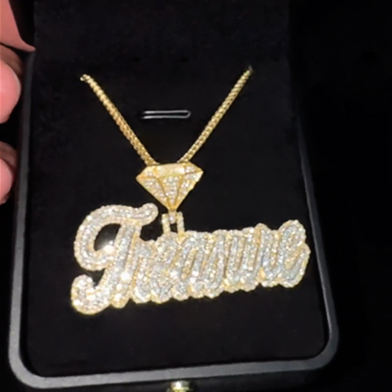 Iced Custom Name Diamond Buckle Letters Pendant - Helloice