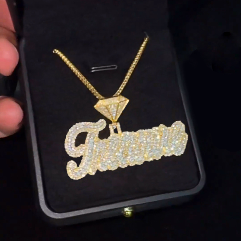 Iced Custom Name Diamond Buckle Letters Pendant - Helloice