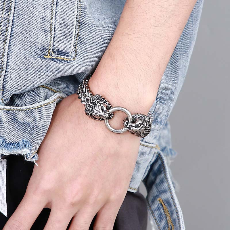 Lion Head Clasp Franco Bracelet - Helloice Jewelry