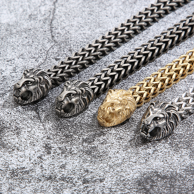 Lion Head Clasp Franco Bracelet - Helloice Jewelry