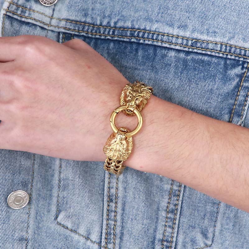 Lion Head Clasp Franco Bracelet - Helloice