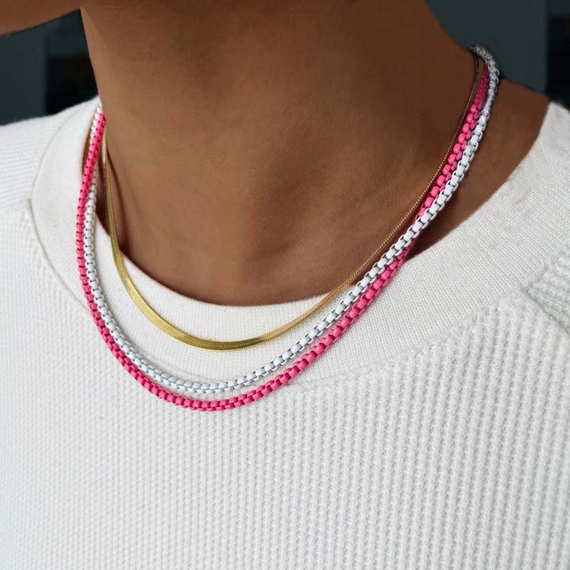 5mm Colorful Box Chain for Men - Helloice