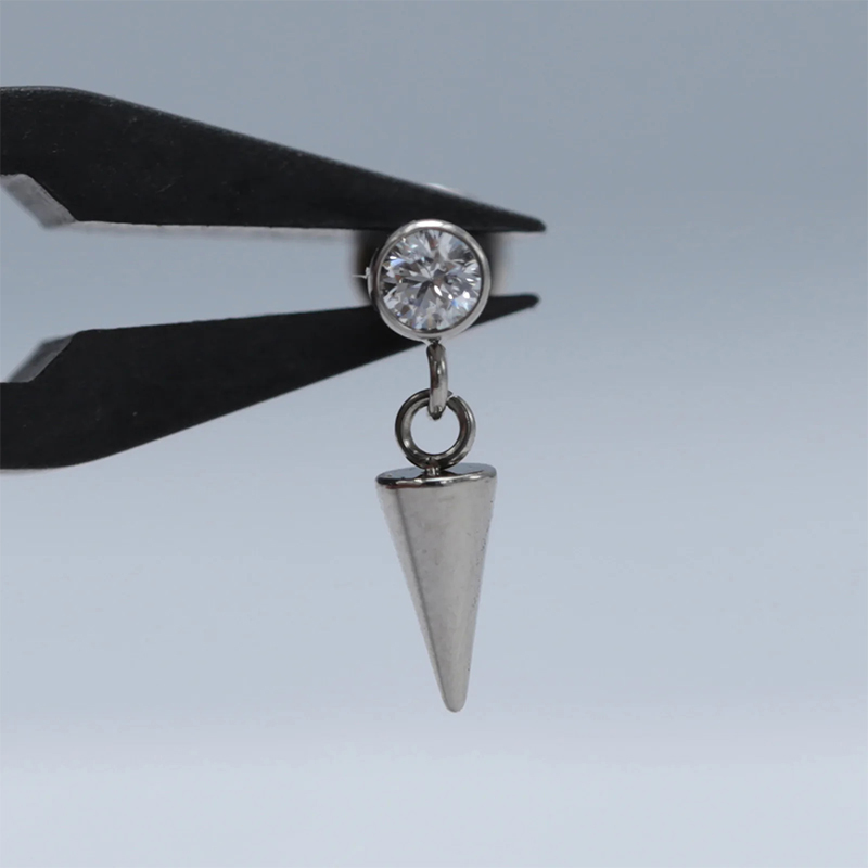 Dangle Spike Earring in White Gold - Helloice