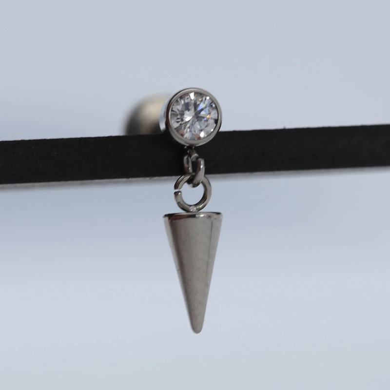 Dangle Spike Earring in White Gold - Helloice Jewelry