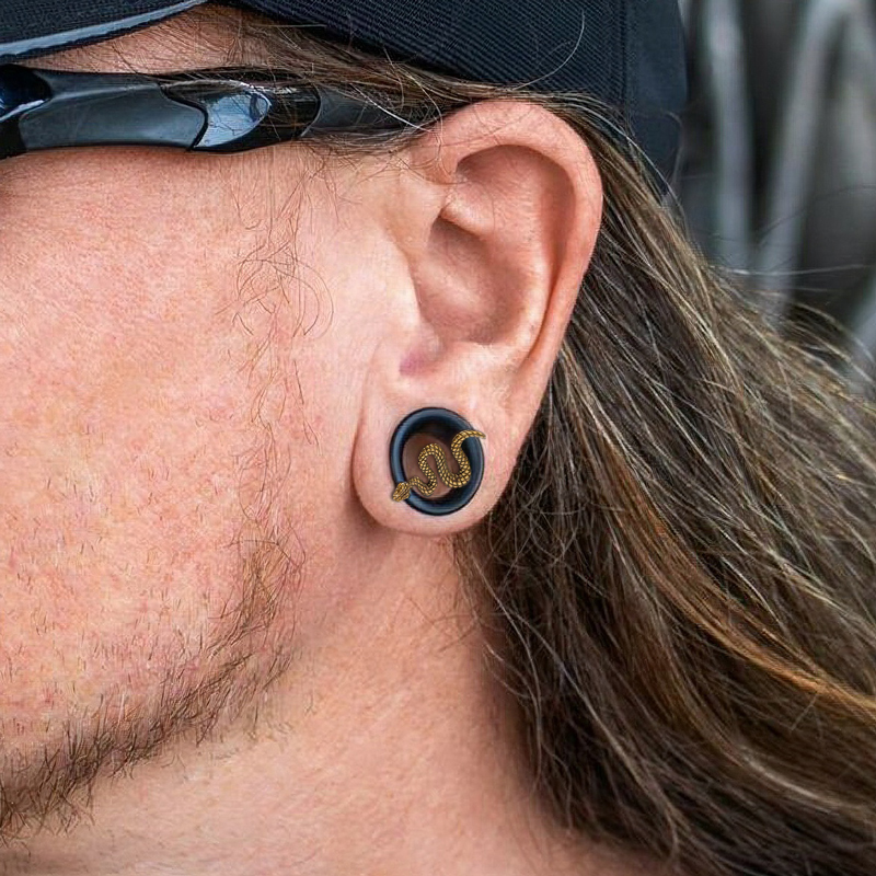 Snake Satinless Steel Ear Plug Tunnel - Helloice Apparel
