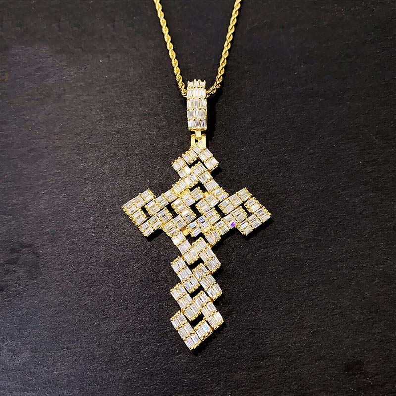 Iced Cuban Link Cross Baguette Cut Chain - Helloice