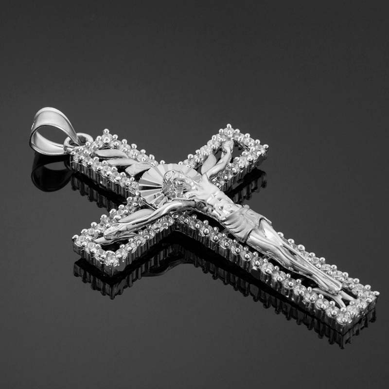 Iced Out Catholic Cross Crucifix Pendant - Helloice